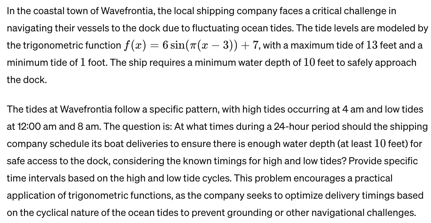 Solved a) Solve the following real world problem/sinusoidal | Chegg.com