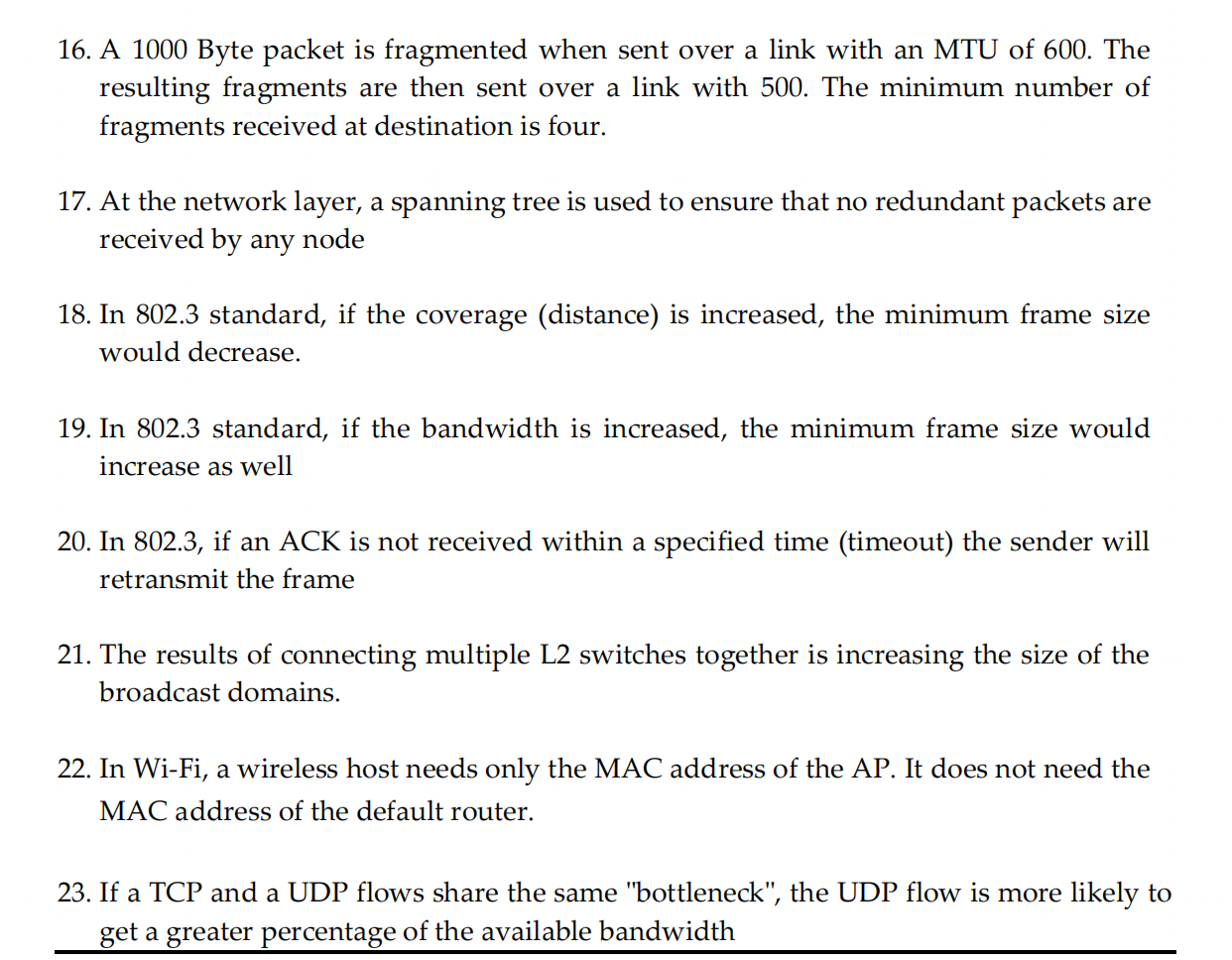 Solved 16. A 1000 Byte packet is fragmented when sent over a | Chegg.com
