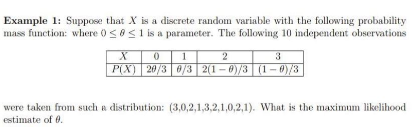 Solved Example 1: Suppose that X is a discrete random | Chegg.com
