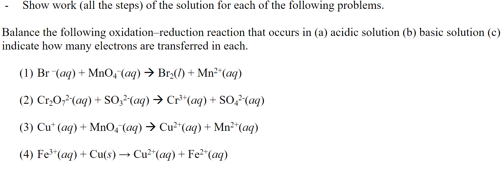 Solved - Show work (all the steps) of the solution for each | Chegg.com