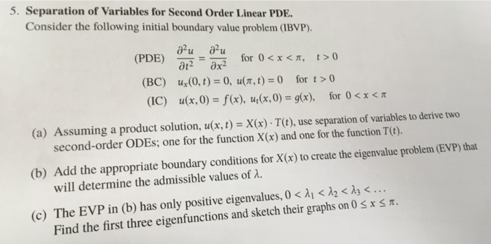 Solved 5. Separation of Variables for Second Order Linear | Chegg.com