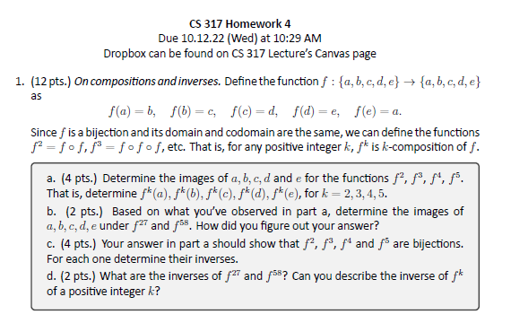 Solved CS 317 Homework 4 Due 10.12.22 (Wed) at 10:29 AM | Chegg.com
