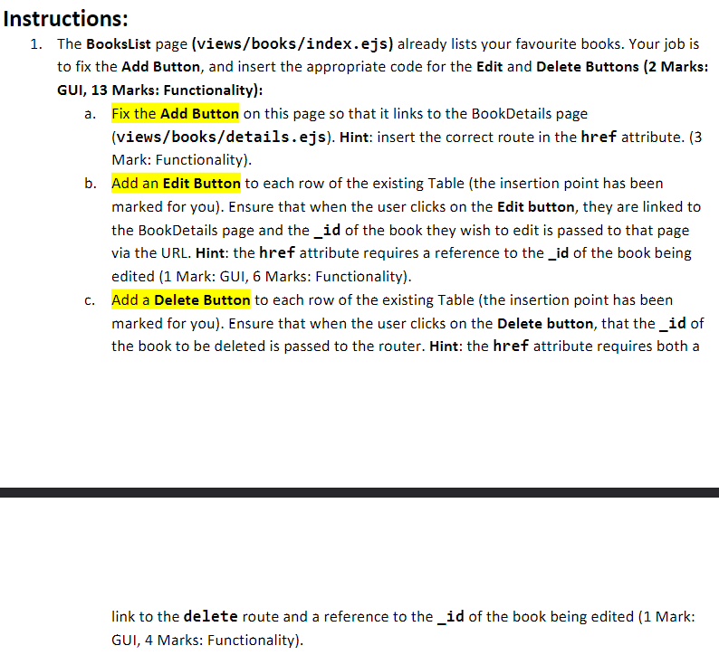 Solved 1. The BooksList page (views/books/index.ejs) already | Chegg.com