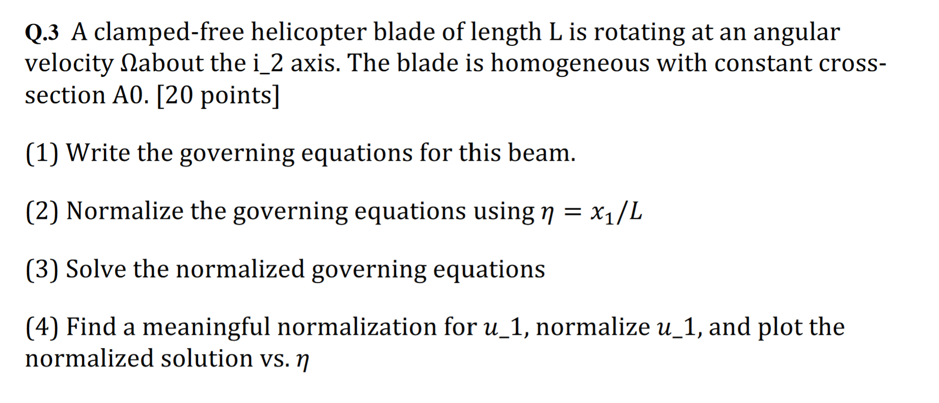 Q.3 A clamped-free helicopter blade of length L is | Chegg.com