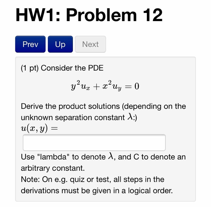 Solved HW1: Problem 3 Prev Up Next (1 pt) Consider the | Chegg.com