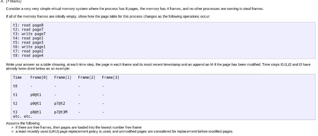 Solved A 7 Marks Consider A Very Very Simple Virtual 