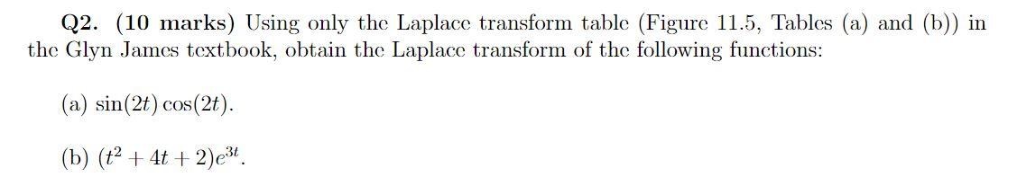 Solved Q2. (10 marks) Using only the Laplace transform table | Chegg.com