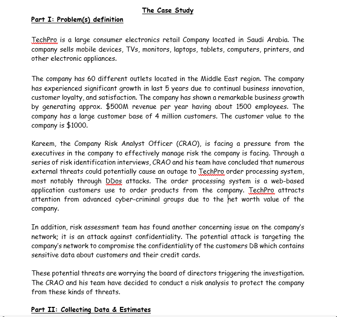 Solved The Case Study Part I: Problem(s) definition TechPro | Chegg.com