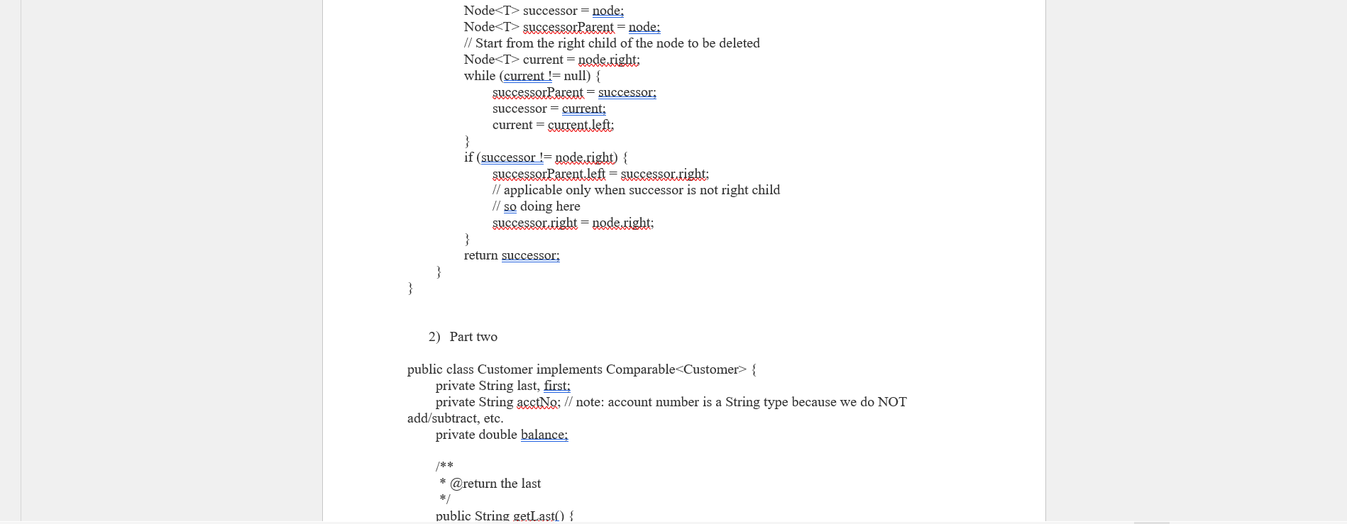 1) Part one // filename: myBST.java public class | Chegg.com