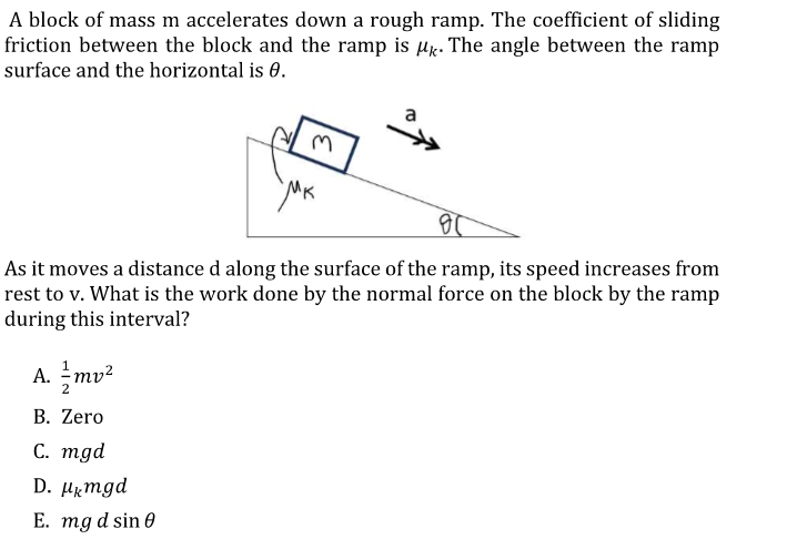 Solved A block of mass m accelerates down a rough ramp. The | Chegg.com