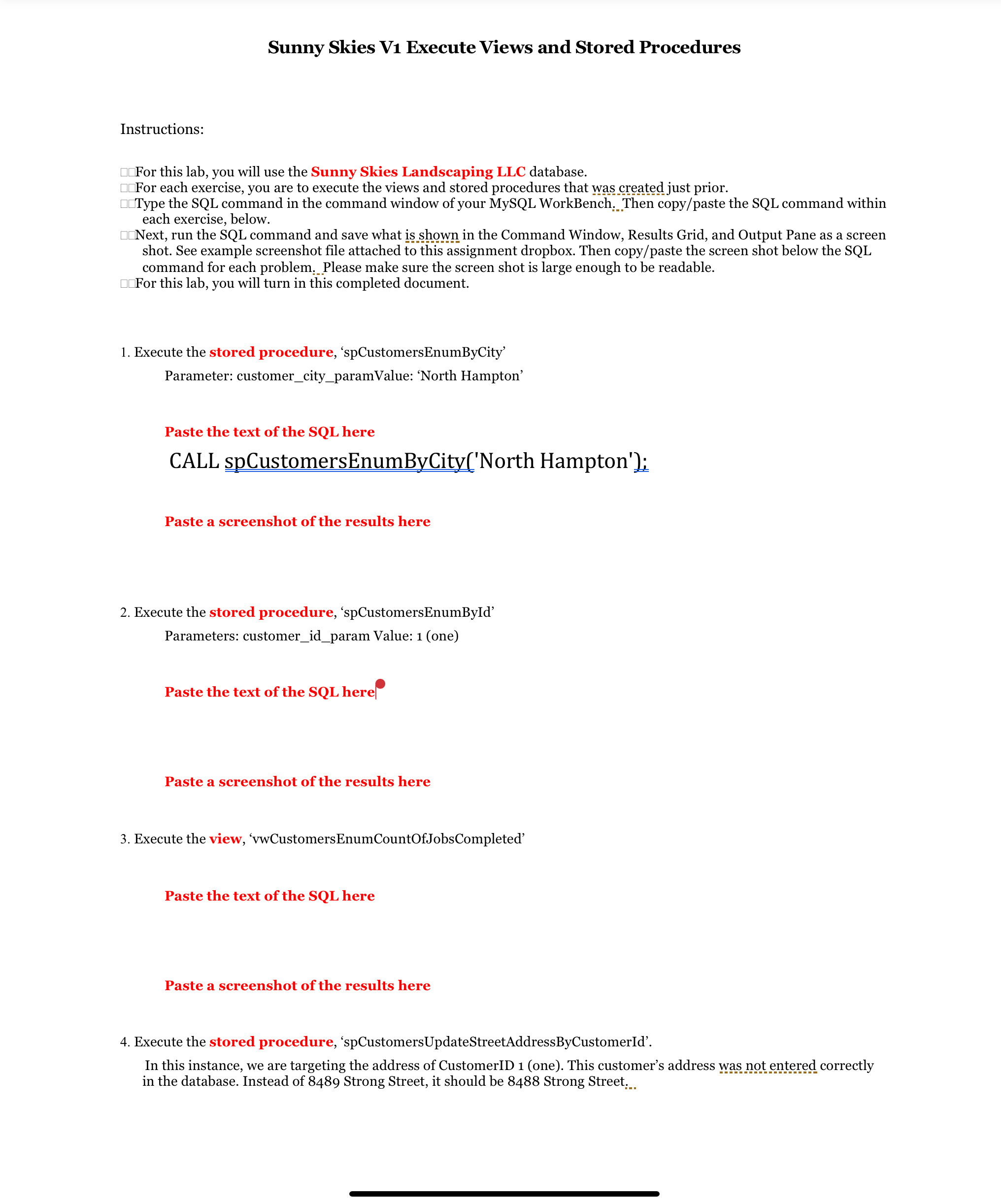 Solved Sunny Skies V1 ﻿Execute Views and Stored | Chegg.com