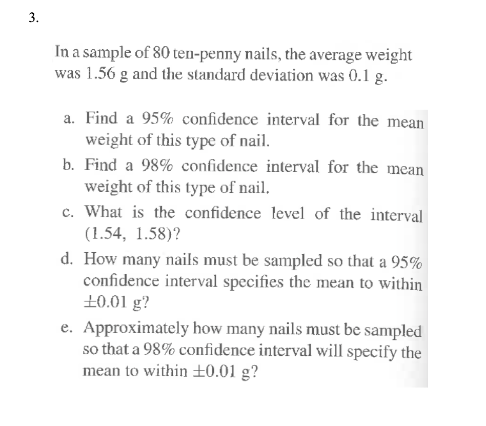 Solved In a sample of 80 ten-penny nails, the average weight | Chegg.com