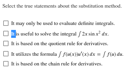Solved Select the true statements about the substitution | Chegg.com