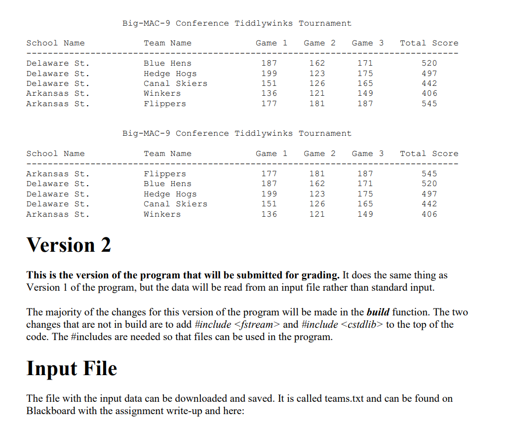 Solved There are two version for this program, I'm looking | Chegg.com