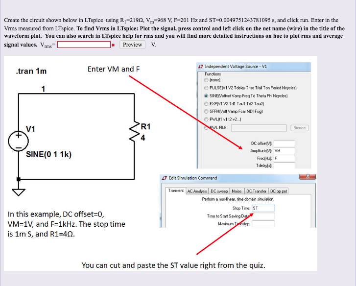 Solved Create the circuit shown below in LTspice using | Chegg.com