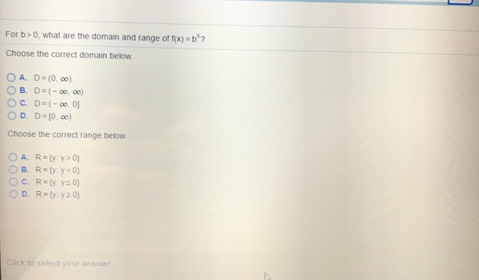 Solved For b > 0, what are the domain and range of f(x) = | Chegg.com