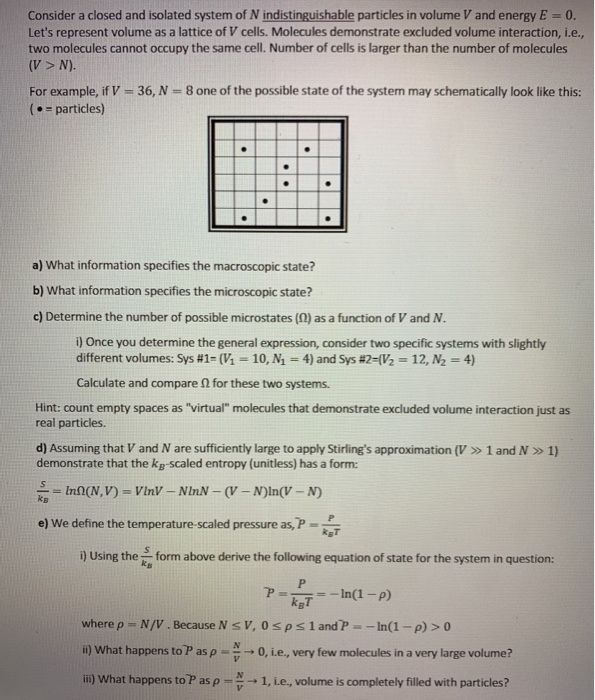 Solved Consider a closed and isolated system of N | Chegg.com