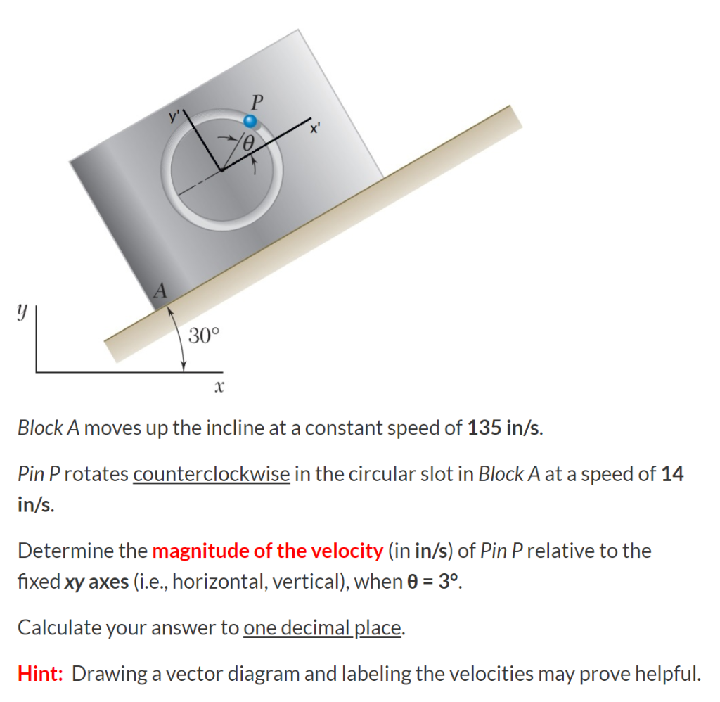 Solved P 30° Block A moves up the incline at a constant | Chegg.com