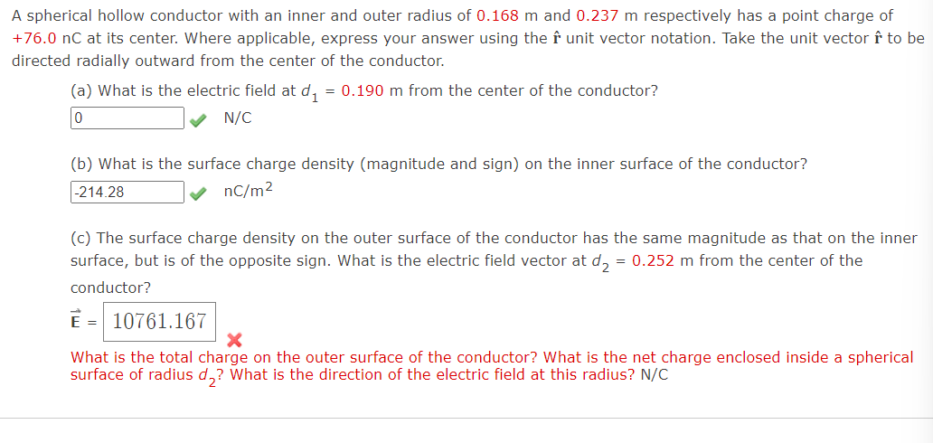 Solved A spherical hollow conductor with an inner and outer | Chegg.com