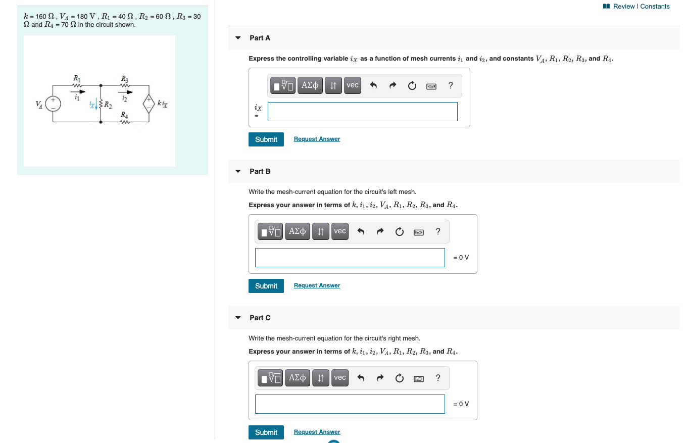 Solved A) Express the controlling variable iX as a function | Chegg.com