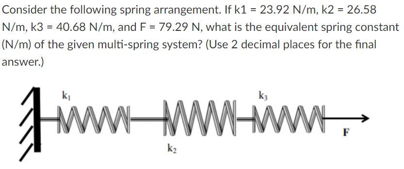 Solved Consider the following spring arrangement. If k1 = | Chegg.com
