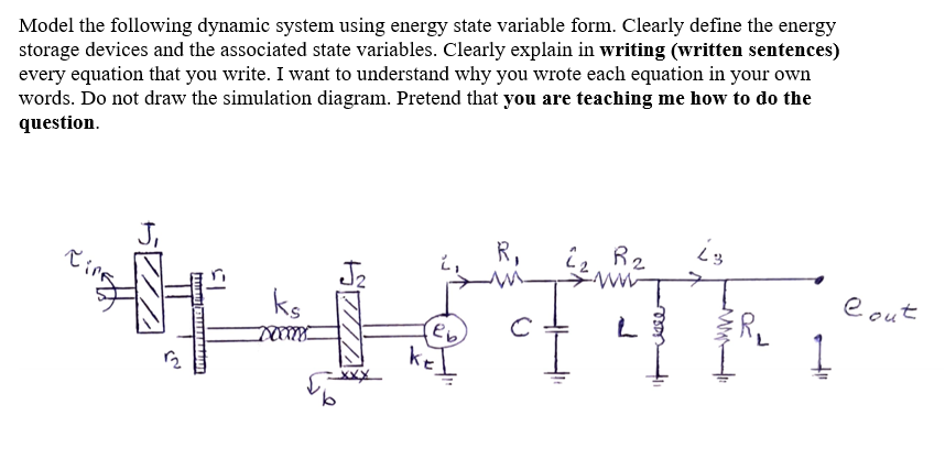 Model the following dynamic system using energy state | Chegg.com