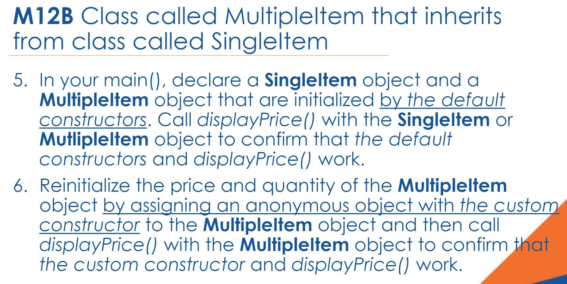 Solved M12B Class called Multipleltem that inherits from | Chegg.com