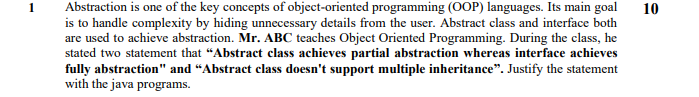 Solved 1 10 Abstraction is one of the key concepts of | Chegg.com