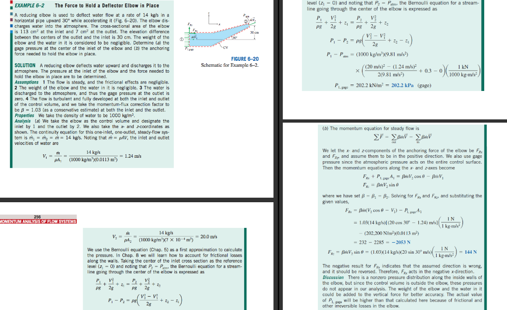 Solved A reducing elbow is used to deflect water flow at a | Chegg.com