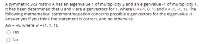 Solved A symmetric 3x3 matrix A has an eigenvalue 1 of | Chegg.com