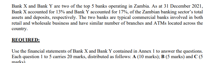 Bank X and Bank Y are two of the top 5 banks | Chegg.com