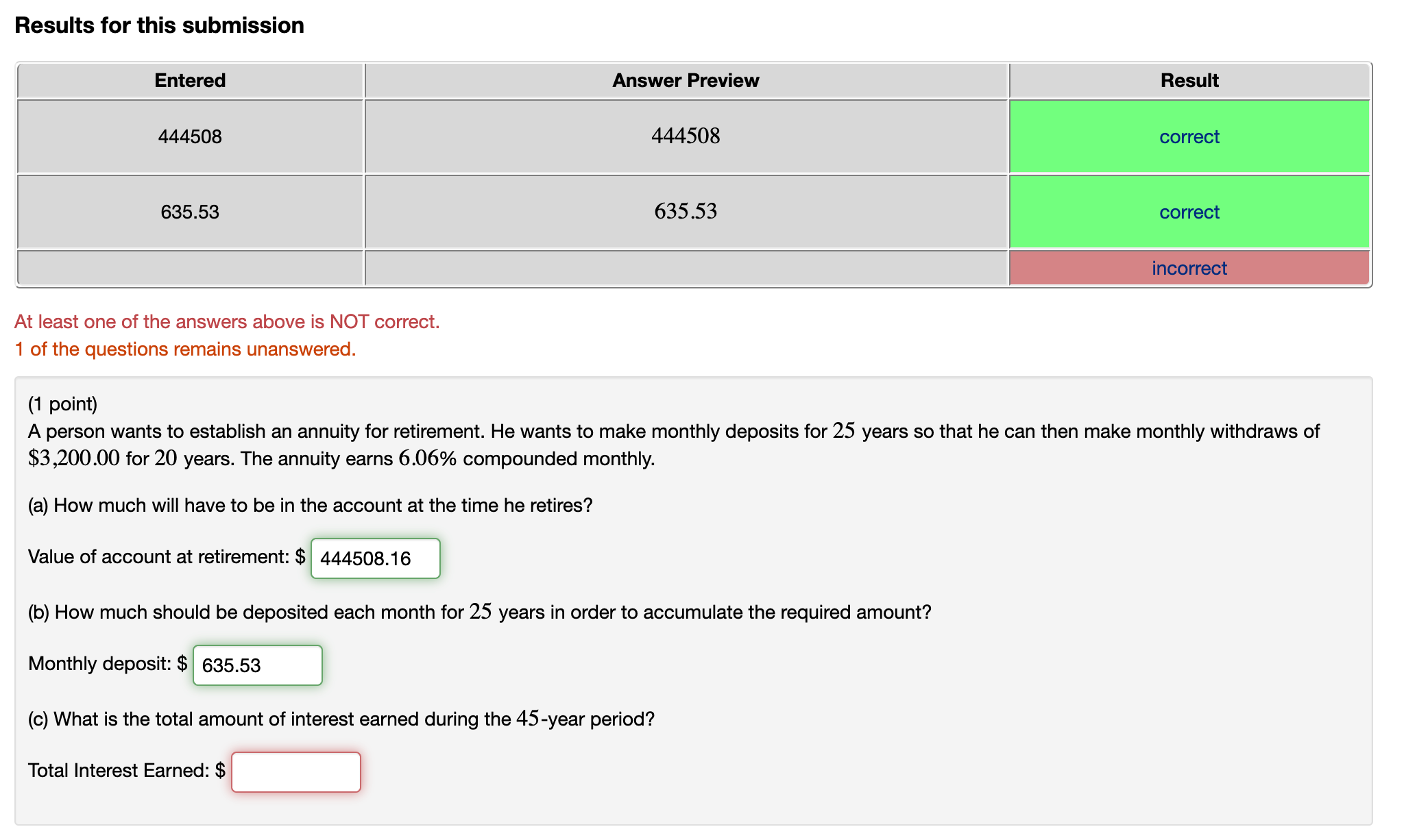 Solved What is the total interest earned over 45 year | Chegg.com