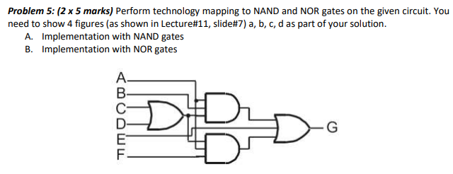 Solved Problem 5: (2 x 5 marks) Perform technology mapping | Chegg.com