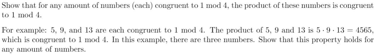 Solved Show that for any amount of numbers (each) congruent | Chegg.com