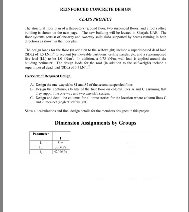 REINFORCED CONCRETE DESIGN CLASS PROJECT The | Chegg.com