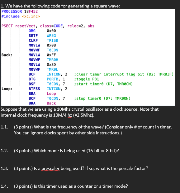 1. We have the following code for generating a square | Chegg.com
