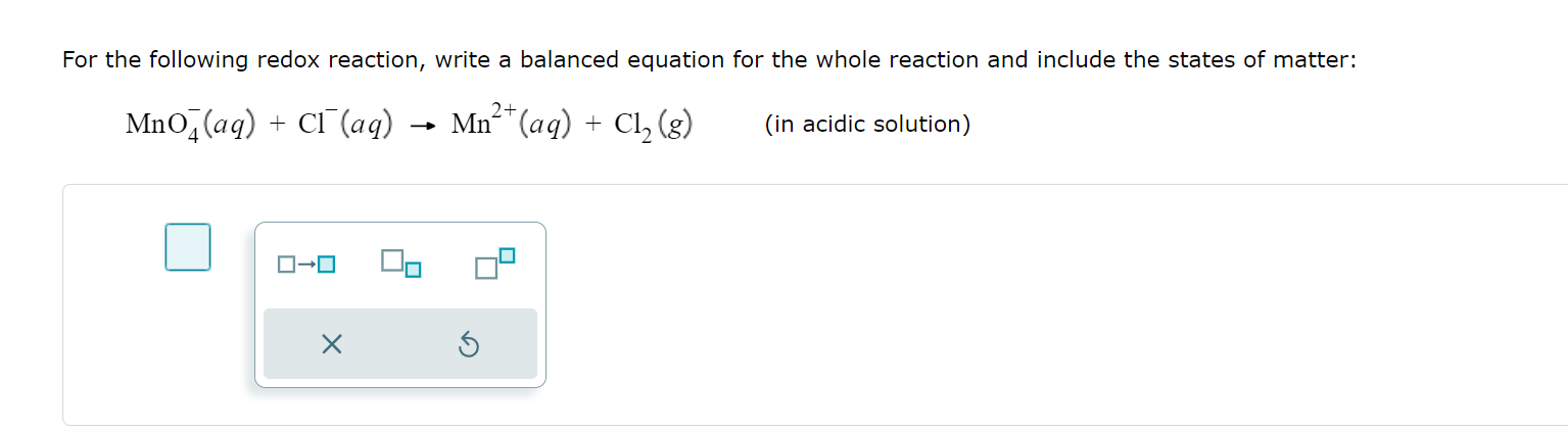 Solved For the following redox reaction, write a balanced | Chegg.com