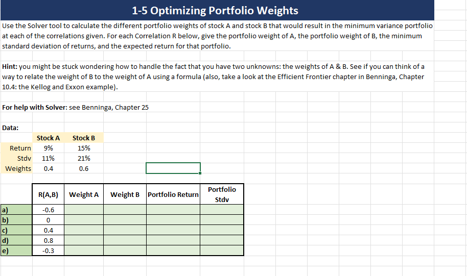 Solved Use the Solver tool to calculate the different | Chegg.com