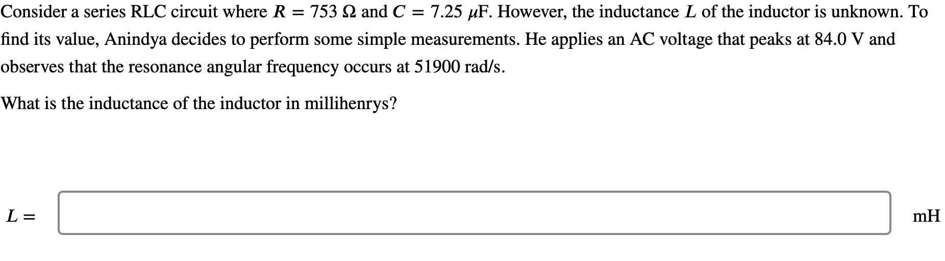 Solved Consider a series RLC circuit where R=753Ω and | Chegg.com