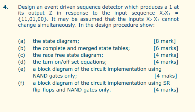 Solved 4. Design an event driven sequence detector which | Chegg.com
