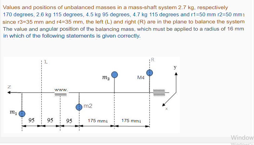 Solved Values and positions of unbalanced masses in a | Chegg.com