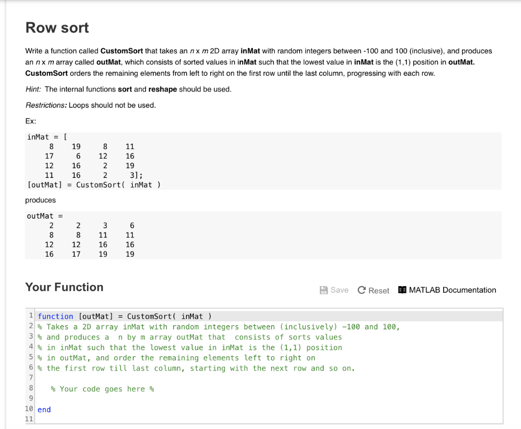 Solved Row sort Write a function called CustomSort that | Chegg.com Solved Row sort Write a function called CustomSort that | Chegg.com