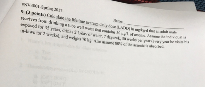 Solved Calculate the lifetime average daily dose (LADD) in | Chegg.com