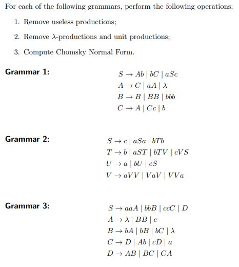 Solved For each of the following grammars, perform the | Chegg.com