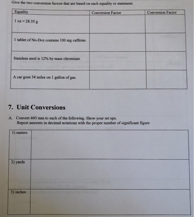 Solved Give the two conversion factors that are based on | Chegg.com