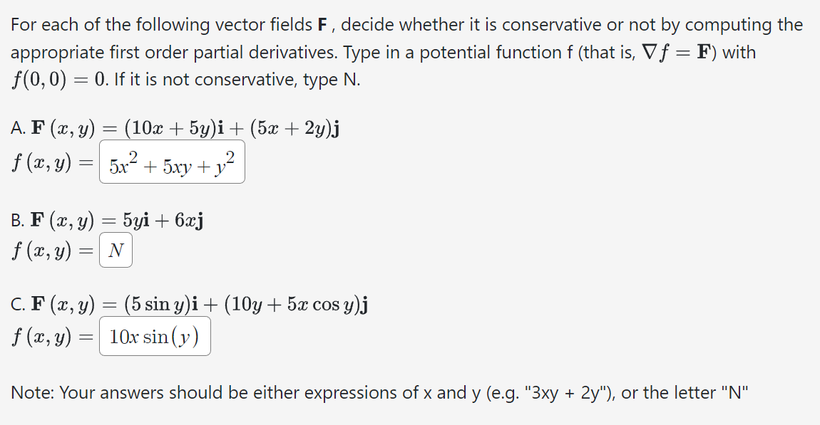 Solved For each of the following vector fields F, decide | Chegg.com