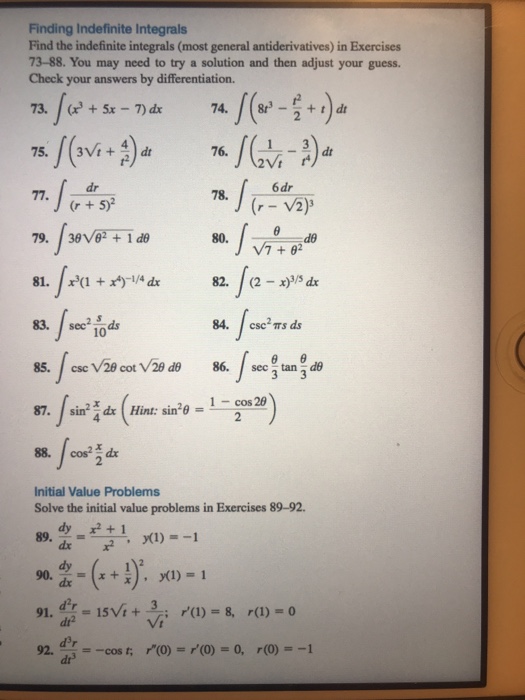Solved Finding Indefinite Integrals Find the indefinite | Chegg.com Solved Finding Indefinite Integrals Find the indefinite | Chegg.com