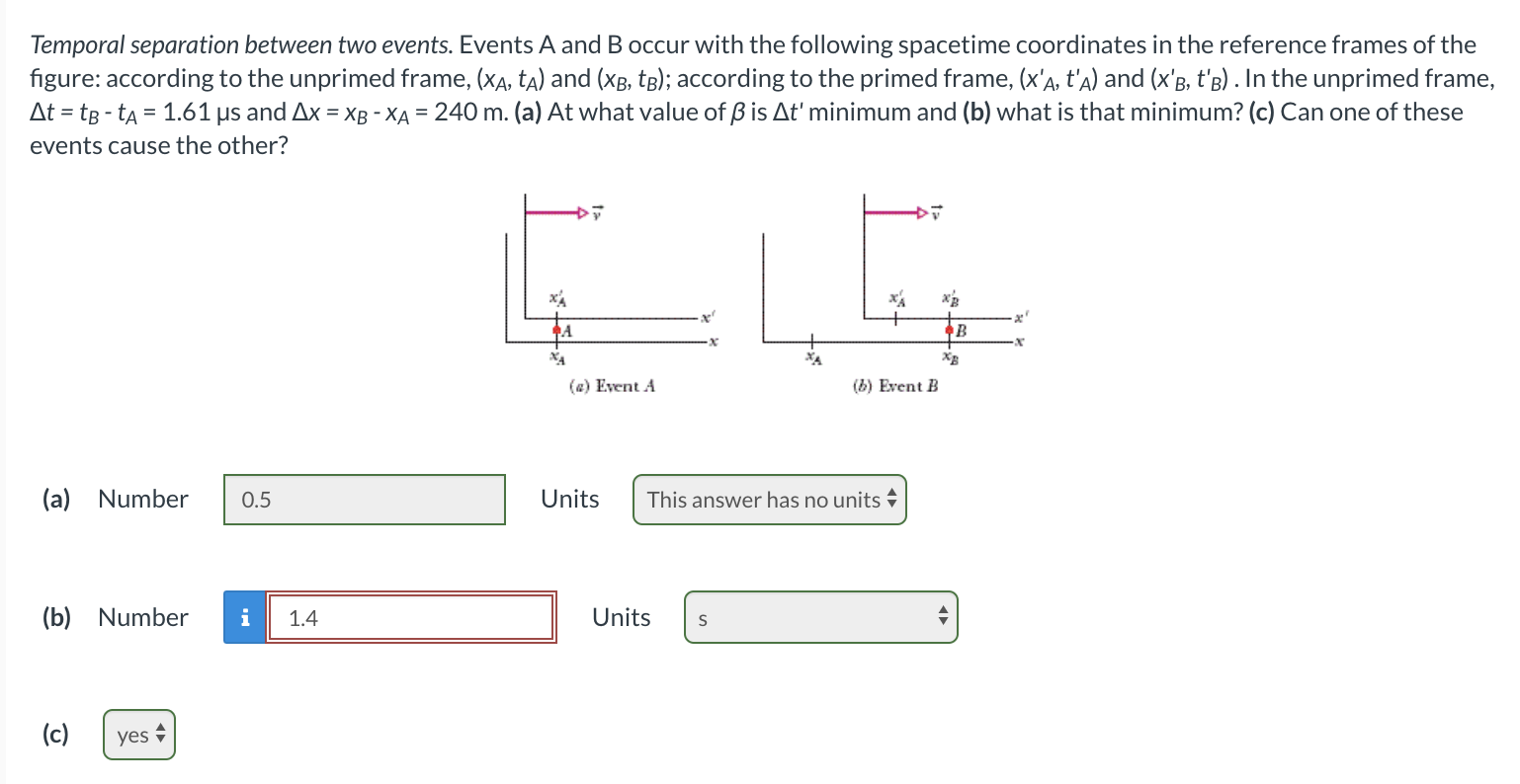 Solved Temporal separation between two events. Events A and | Chegg.com