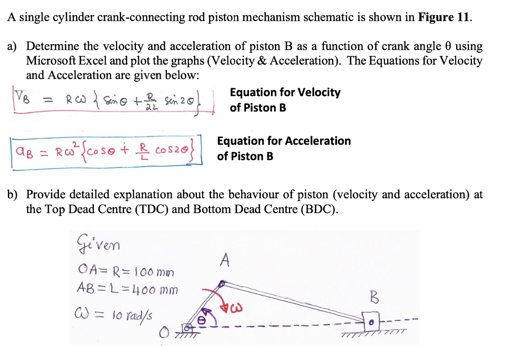 Solved plot Velocity and Acceleration of piston (slider) B | Chegg.com