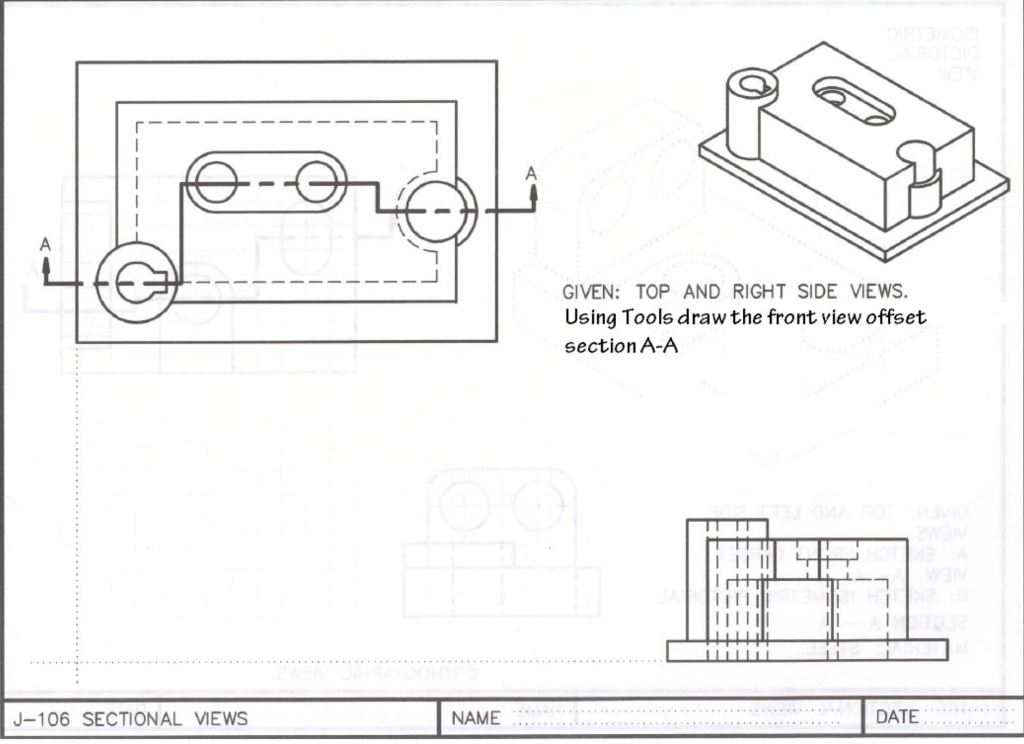Solved GIVEN: TOP AND RIGHT SIDE VIEWS. Using Tools draw the | Chegg.com